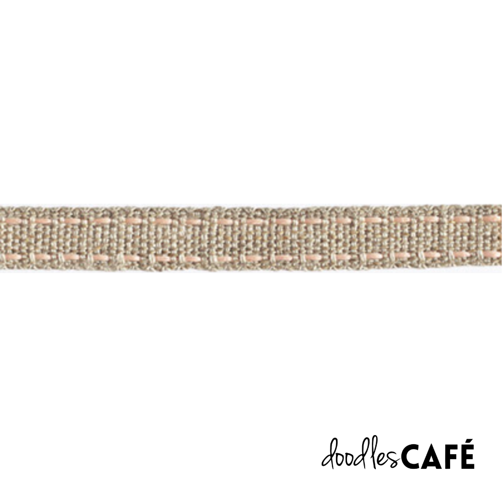 Flax Ribbon - Saddle Stitch – Natural / Coral (10mm x 1m) — Scrap-a-Doodles