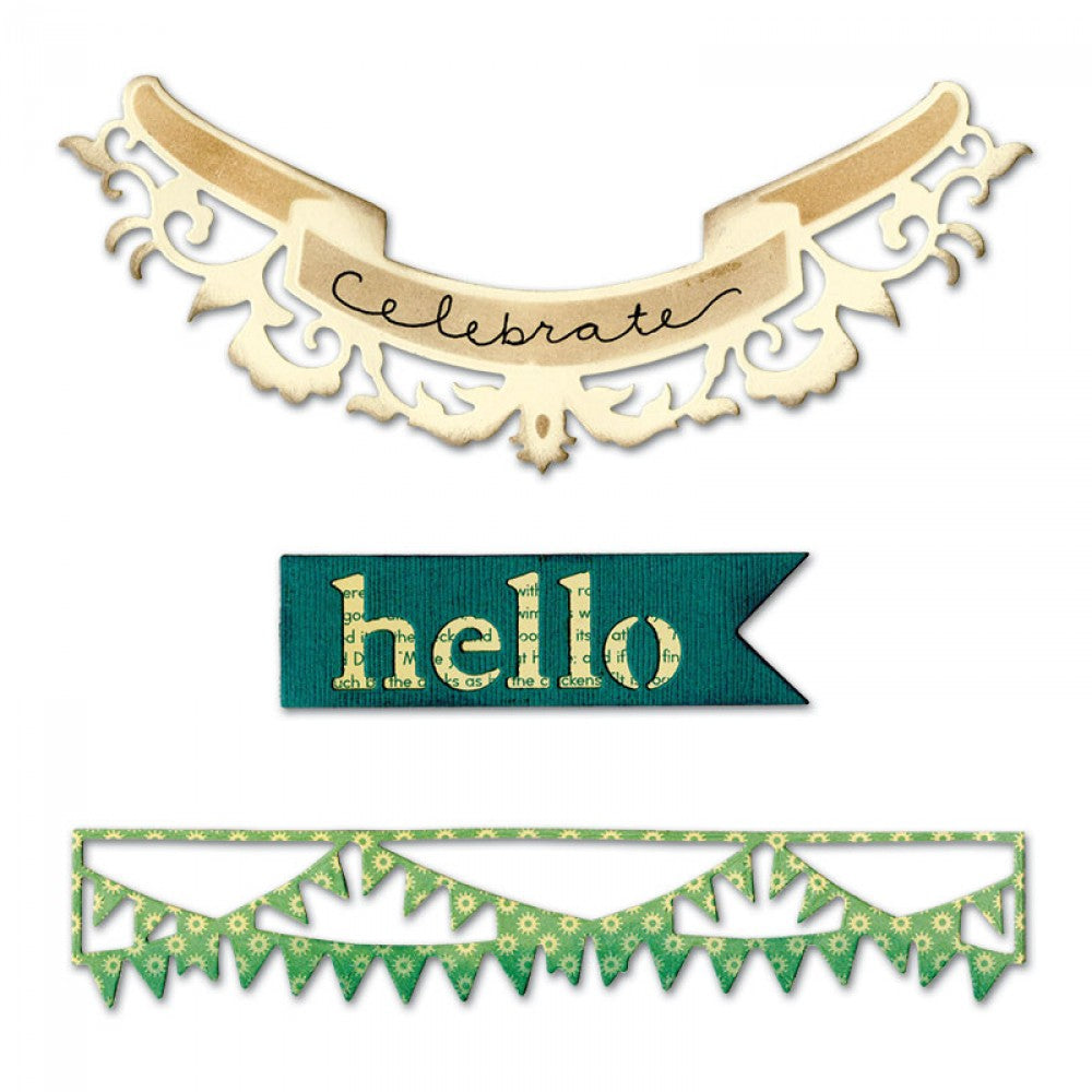Sizzix - Thinlits Die Set 3PK - Hello Banners — Scrap-a-Doodles