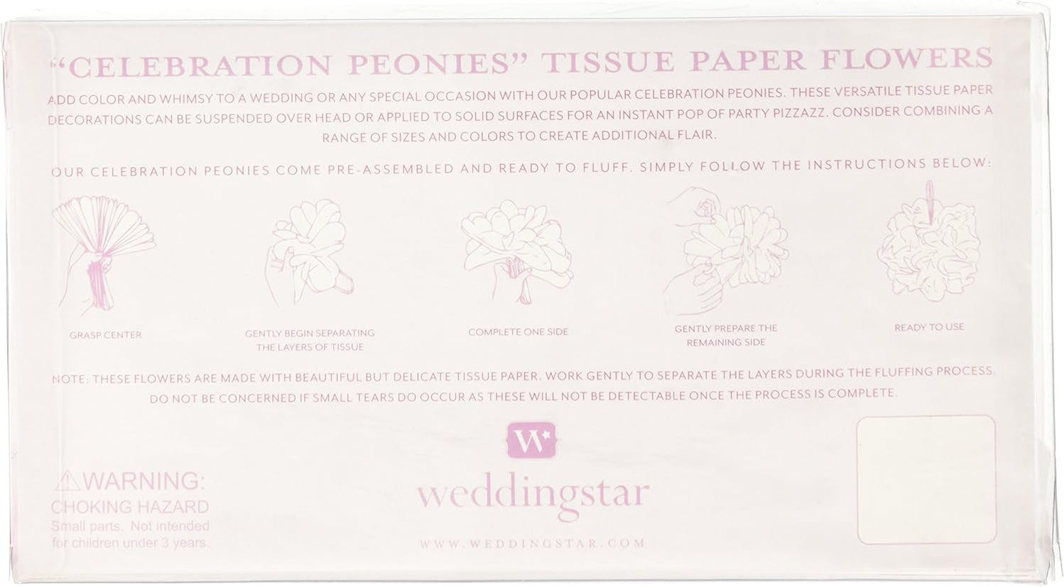 Weddingstar - Celebration Peonies - Large Tissue Paper Flowers - White ...