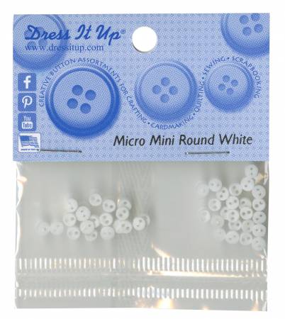 Jesse James -Dress It Up "Micro Mini Round White" Buttons — Scrap-a-Doodles
