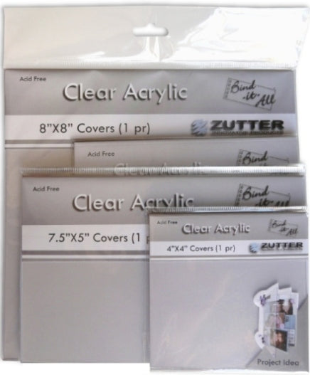 Zutter - Bind-it-All - Covers - Clear Acrylic - 7.5 x 5 Inches - 2pk ...