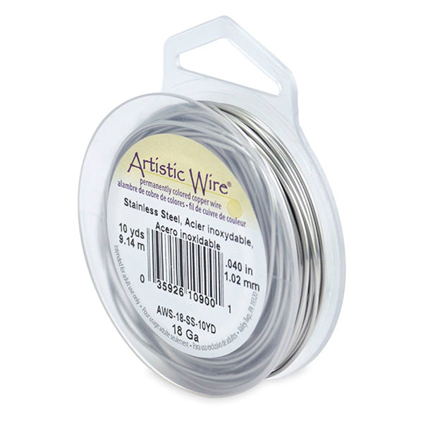 Artistic Wire, 18 Gauge / 1.0 mm Stainless Steel Craft Wire, 10 yd / 9 ...