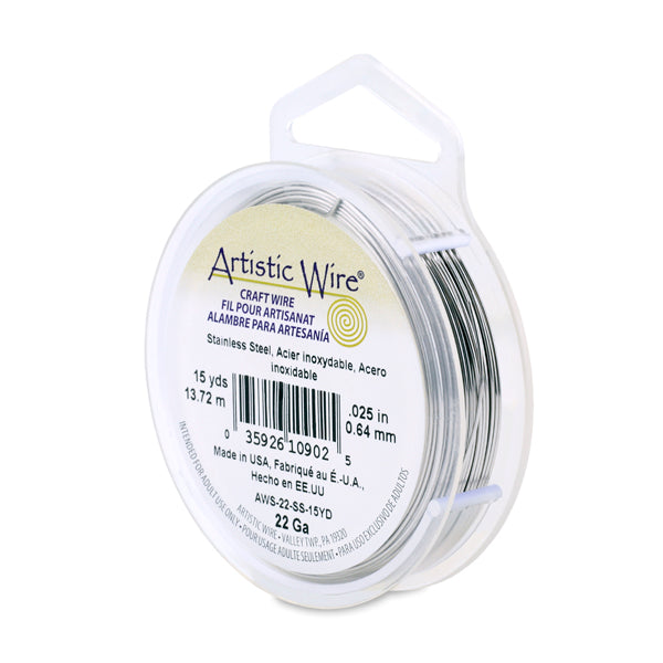 Artistic Wire, 22 Gauge / .64 mm Stainless Steel Craft Wire, 15 yd / 1 ...