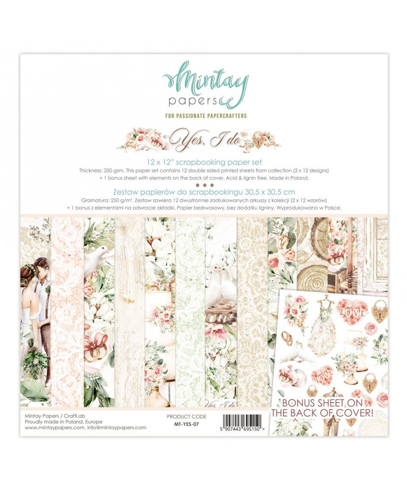 Mintay Paper Collections - 12" x 12" Paper Pack - Yes, I Do — Scrap-a ...